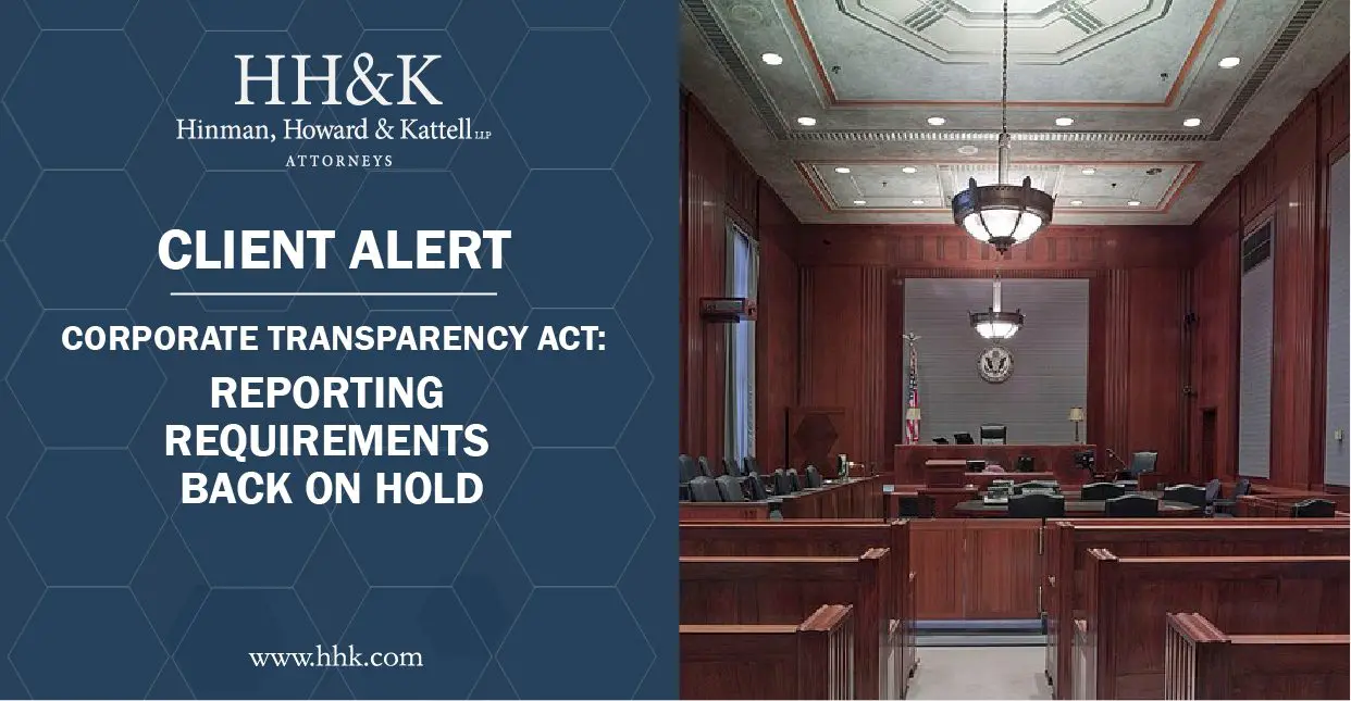 Client Alert – Corporate Transparency Act Reporting Requirements Back ...